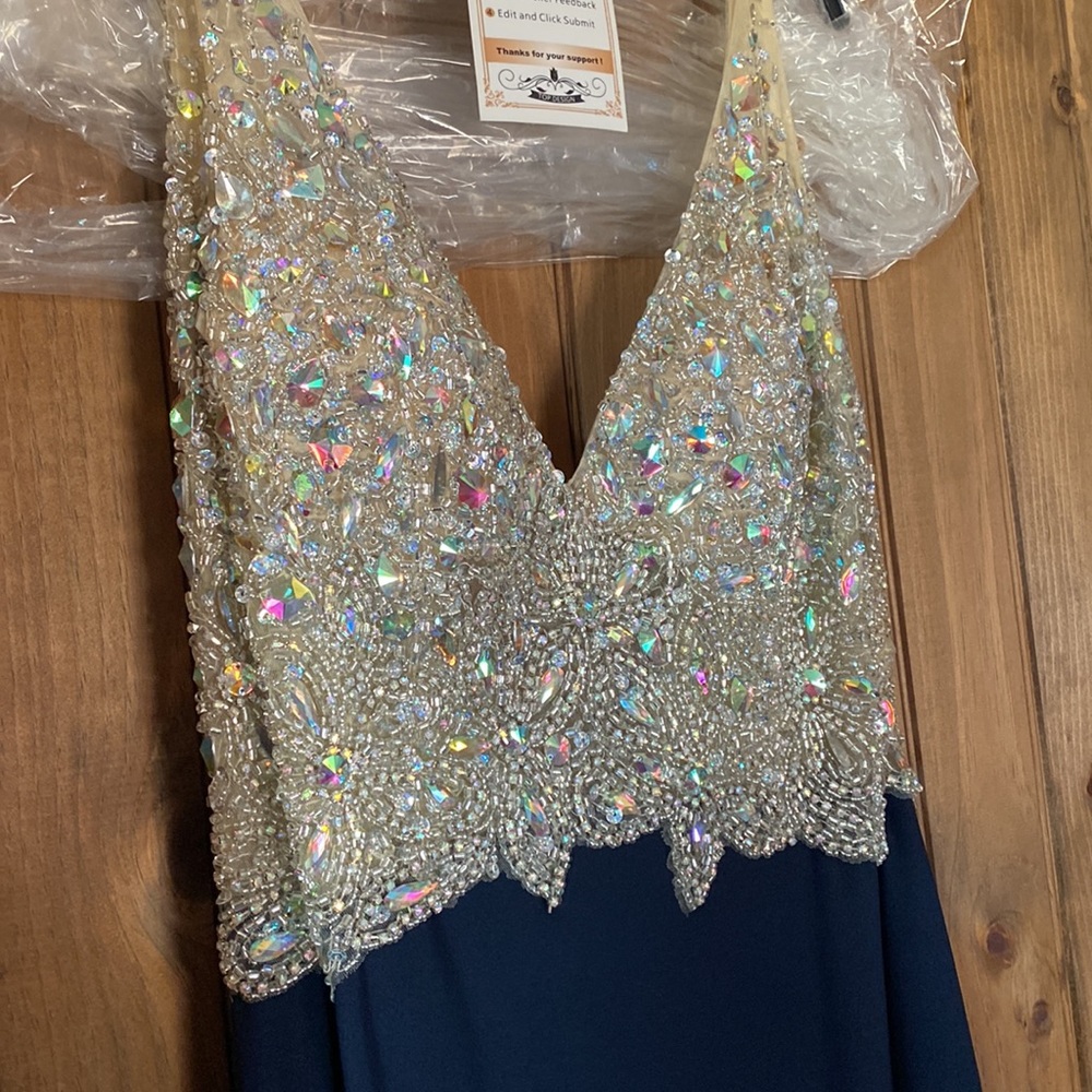 Gem / Crystal Beaded Top Navy Blue Prom / Wedding Dre… - Gem